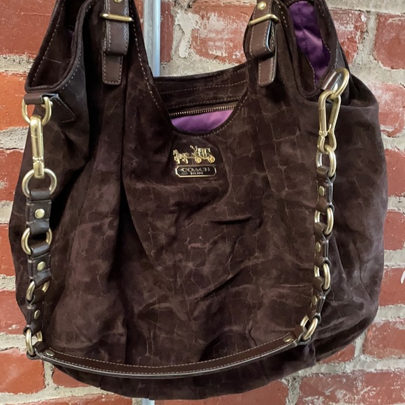 Coach | Bags | Coach Madison Suede Croc Embossed Satchel | Poshmark